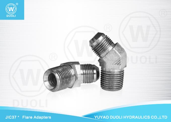 Steel Hydraulic JIC 37 Degree Flare Fittings With Bulkhead 45 Degree Elbow